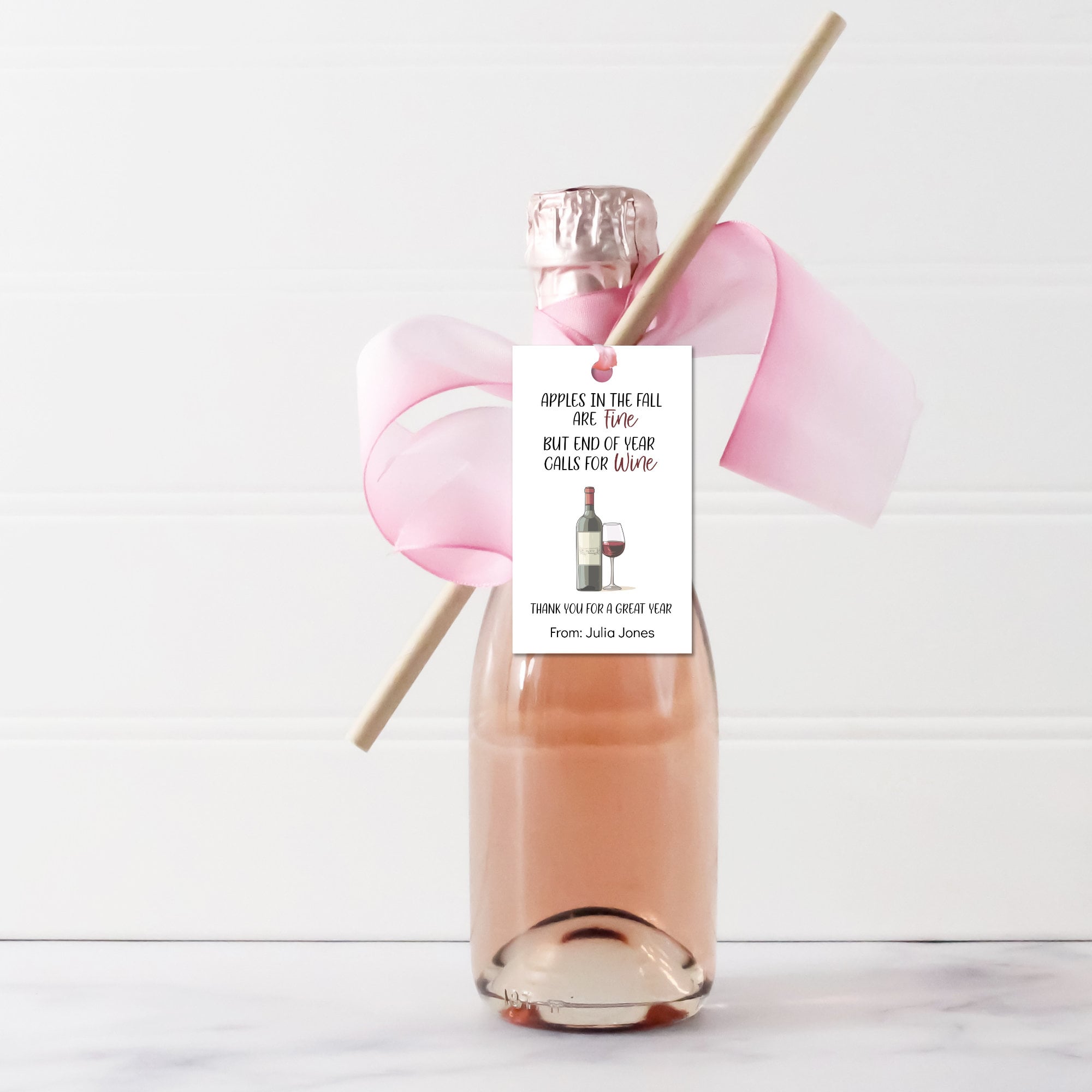 End of Year Teacher Appreciation Editable Gift Tag, Printable Wine ...