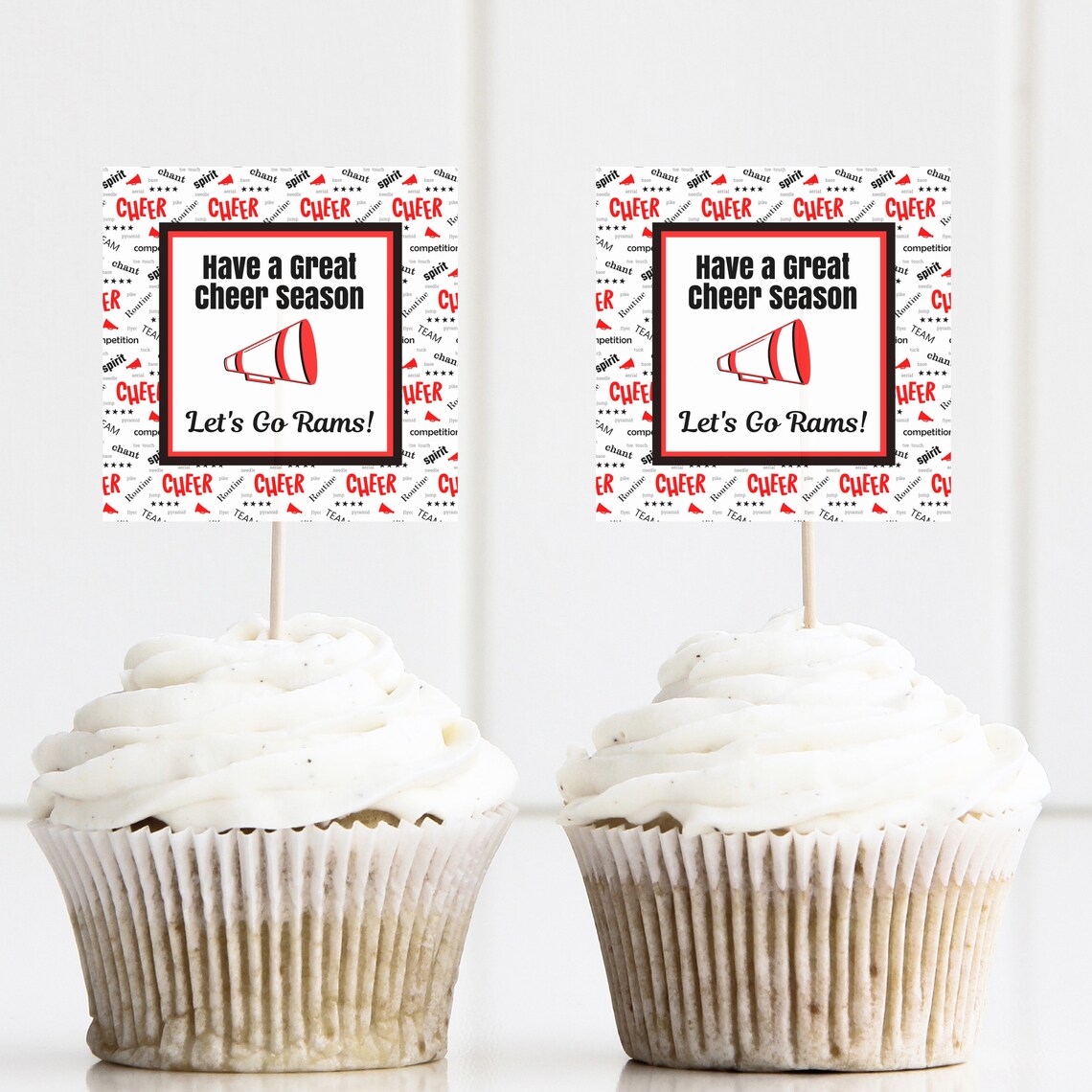 EDITABLE Cheer Team Gift Tags, Printable Sports Tags, Red Black ...