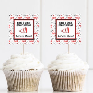 EDITABLE Cheer Team Gift Tags, Printable Sports Tags, Red Black ...