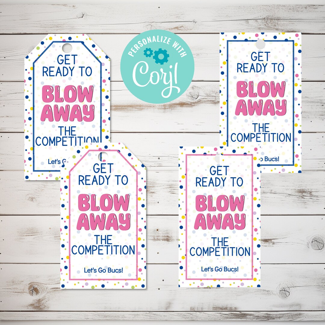 Editable Cheer Blow Away the Competition Gift Tags, Printable Sports ...