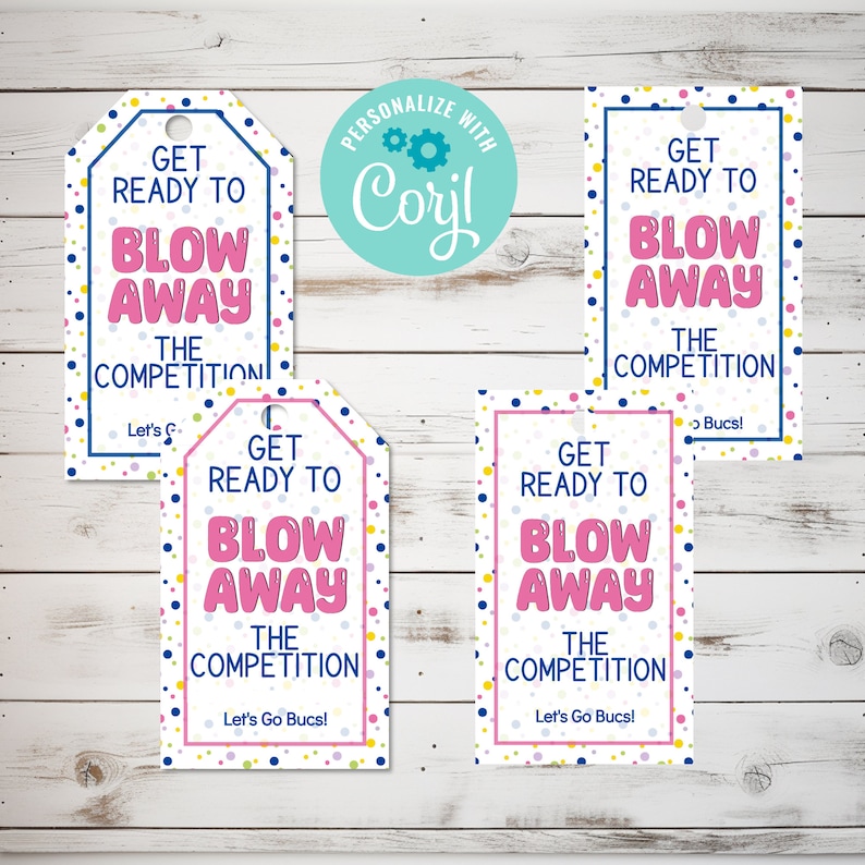 Editable Cheer Blow Away the Competition Gift Tags, Printable Sports ...