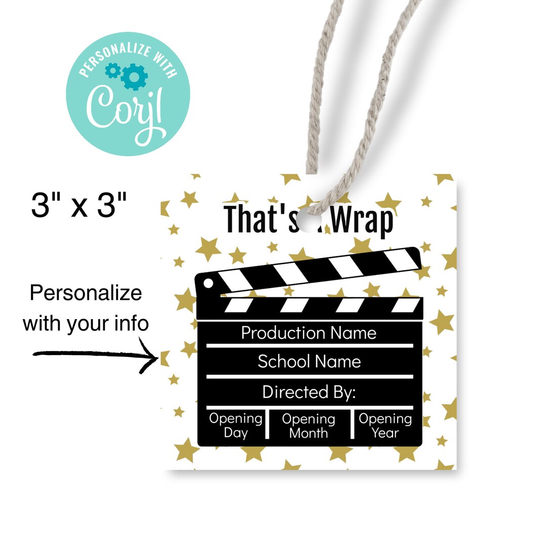 That's A Wrap Editable Tag, Printable Fine Arts Tag, Gift for Actors ...