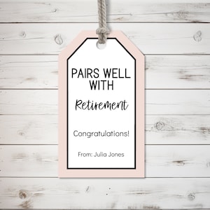 Pairs Well With Retirement Editable Gift Tag, Printable All Occasion ...