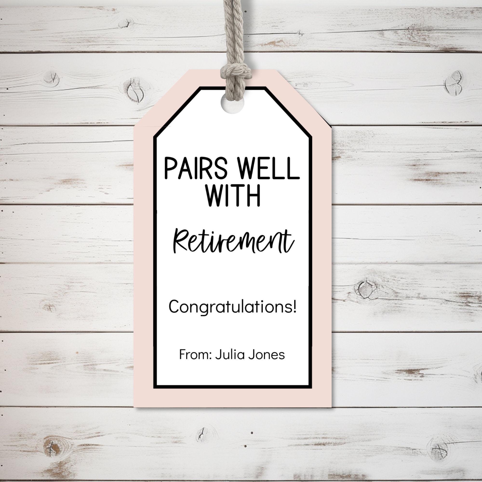 Pairs Well With Retirement Editable Gift Tag, Printable All Occasion ...