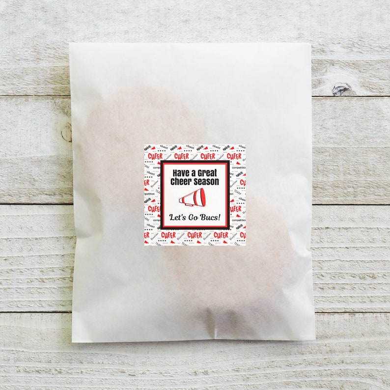 EDITABLE Cheer Team Gift Tags, Printable Sports Tags, Red Black ...