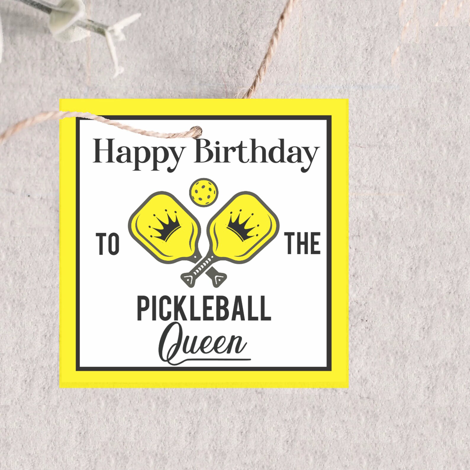 Pickleball Queen Birthday Gift Tag Printable, Printable Birthday Tags ...