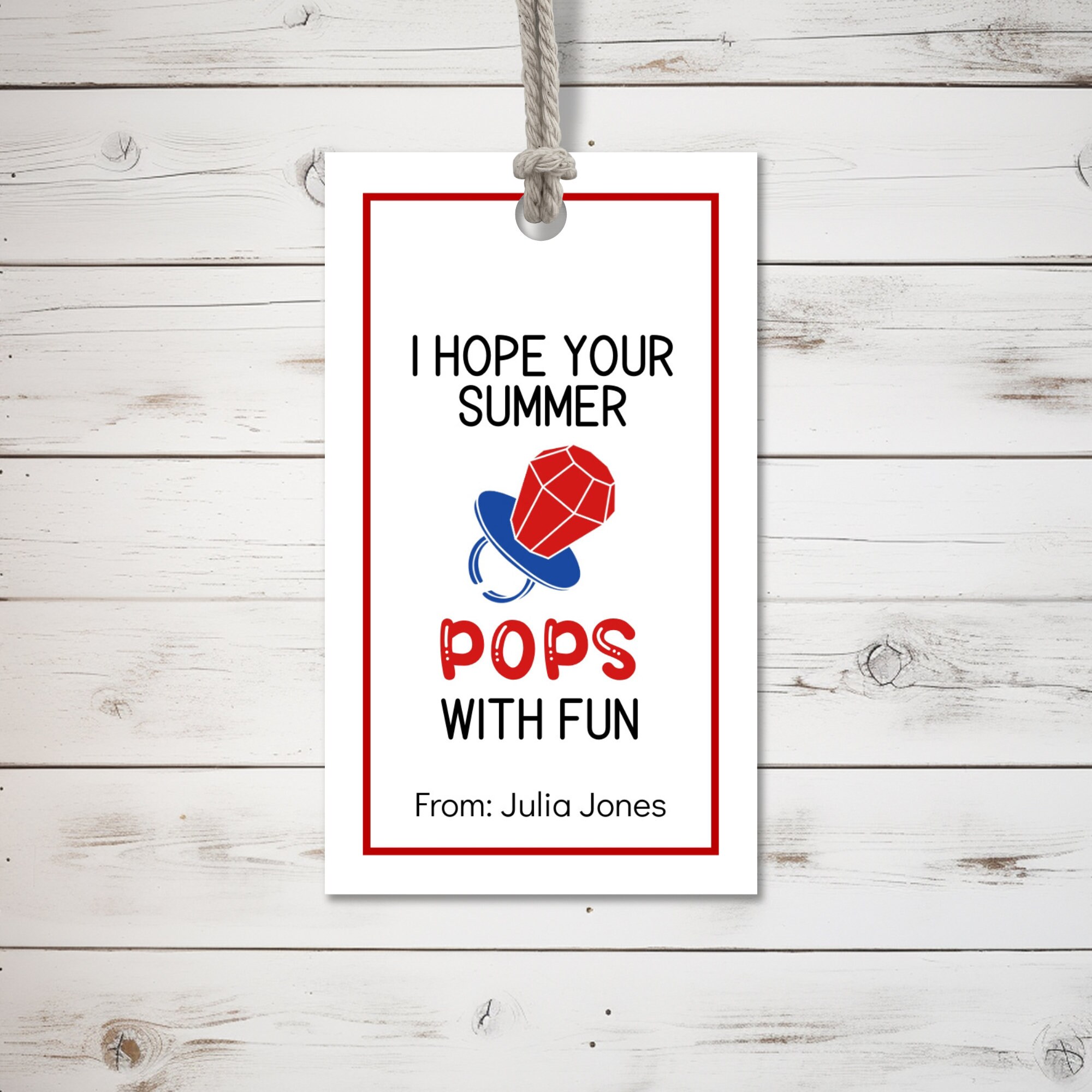 End of School Year Editable Gift Tag, Printable Party Favor Tag, Fourth ...