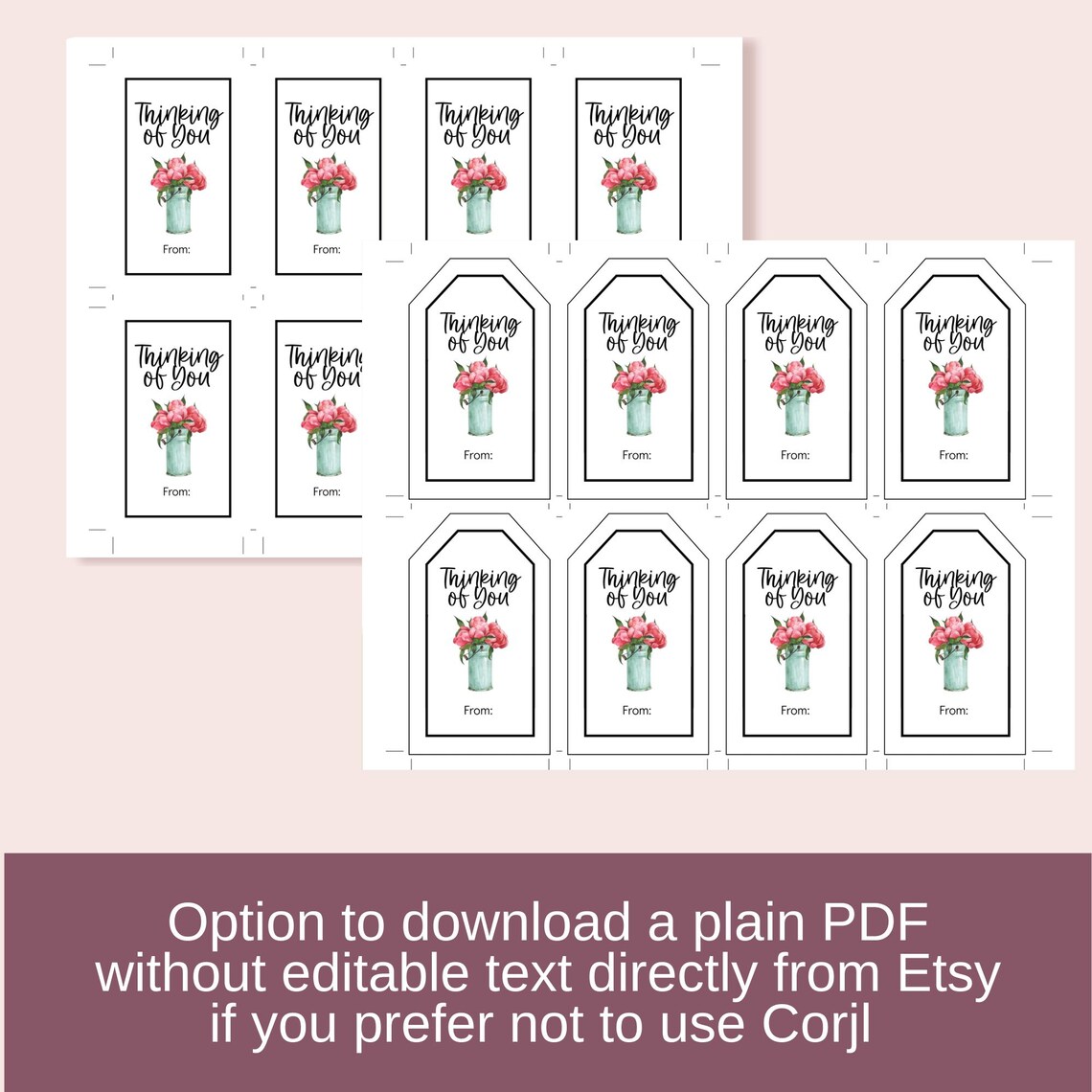 Thinking of You Editable Gift Tag With Flowers, Printable Missing You ...