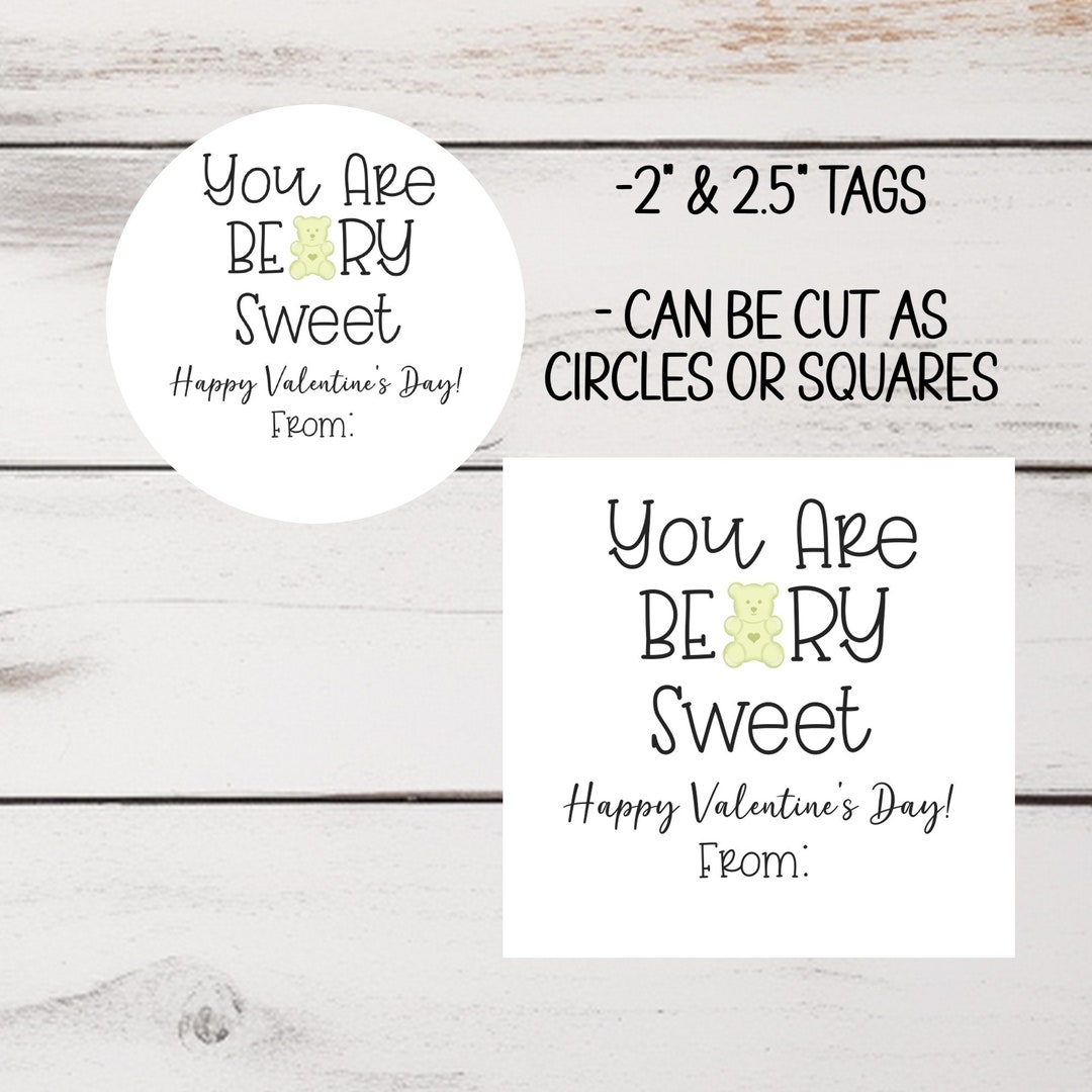 You Are Beary Sweet Green Printable Valentine's Gift Tag, Happy ...