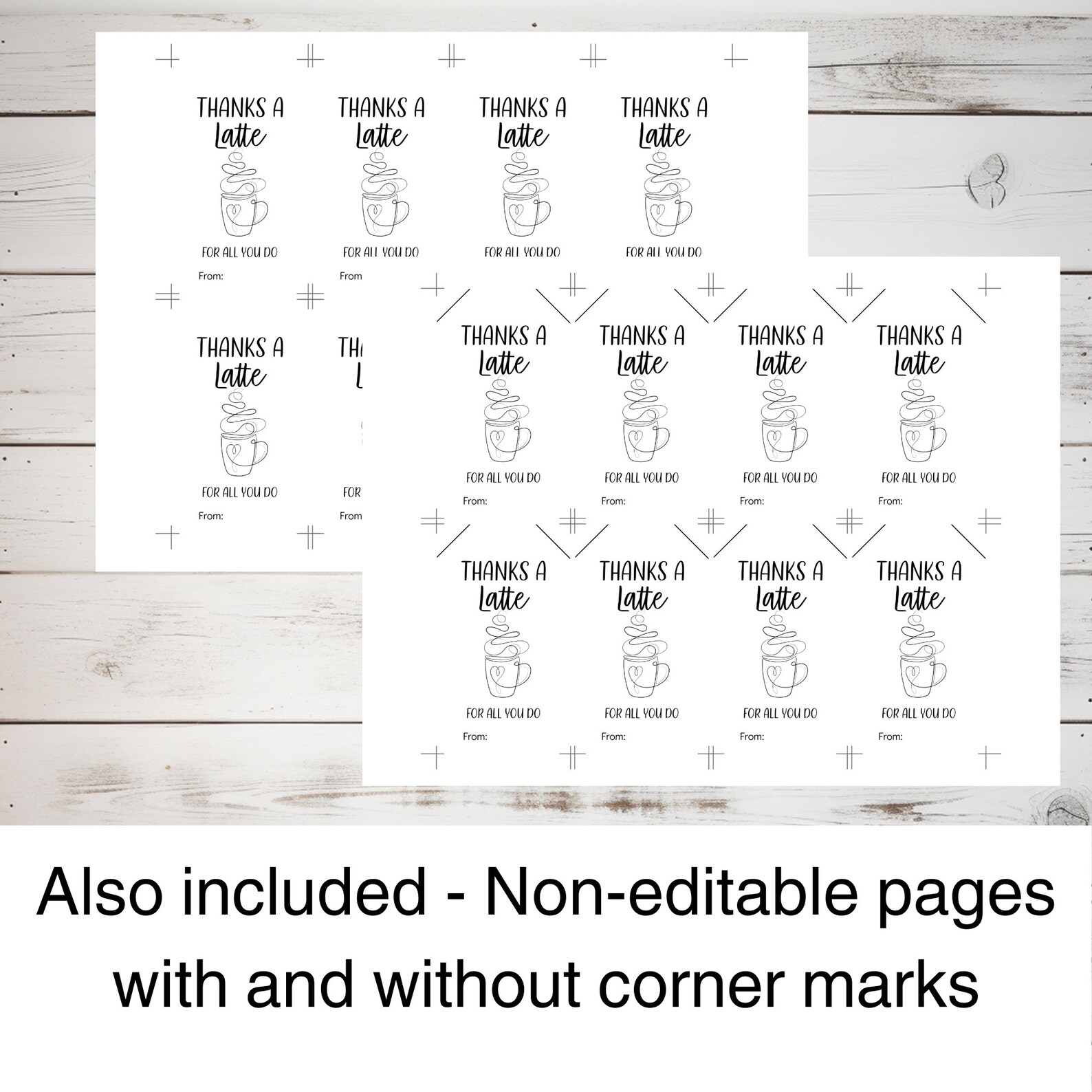 Thanks A Latte Editable Gift Tag Minimalist, Printable Appreciation Tag ...