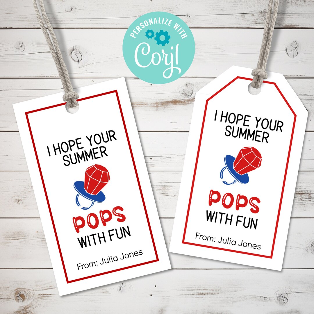 End of School Year Editable Gift Tag, Printable Party Favor Tag, Fourth ...