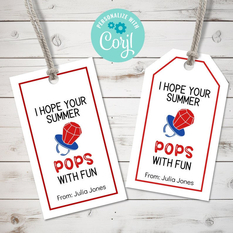 End of School Year Editable Gift Tag, Printable Party Favor Tag, Fourth ...