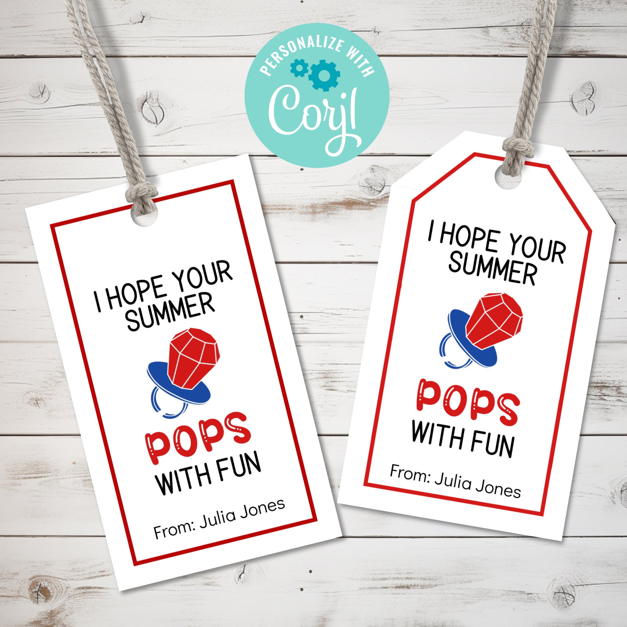 End of School Year Editable Gift Tag, Printable Party Favor Tag, Fourth ...