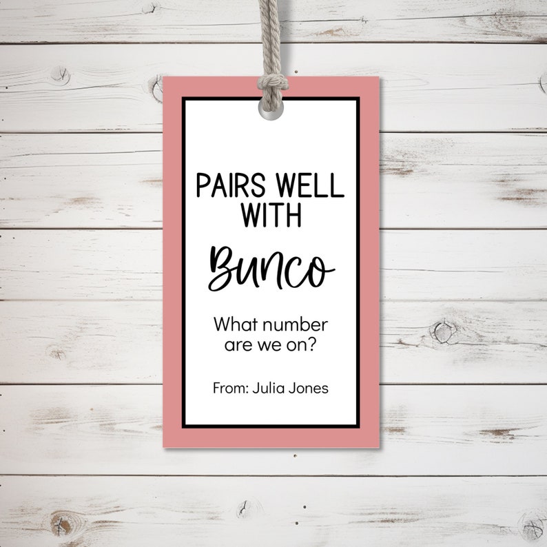 Pairs Well With Bunco Editable Gift Tag, Printable All Occasion Alcohol ...