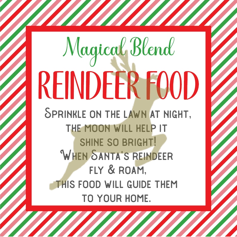 Magic Reindeer Food, Printable Reindeer Food Tag, Reindeer Food ...