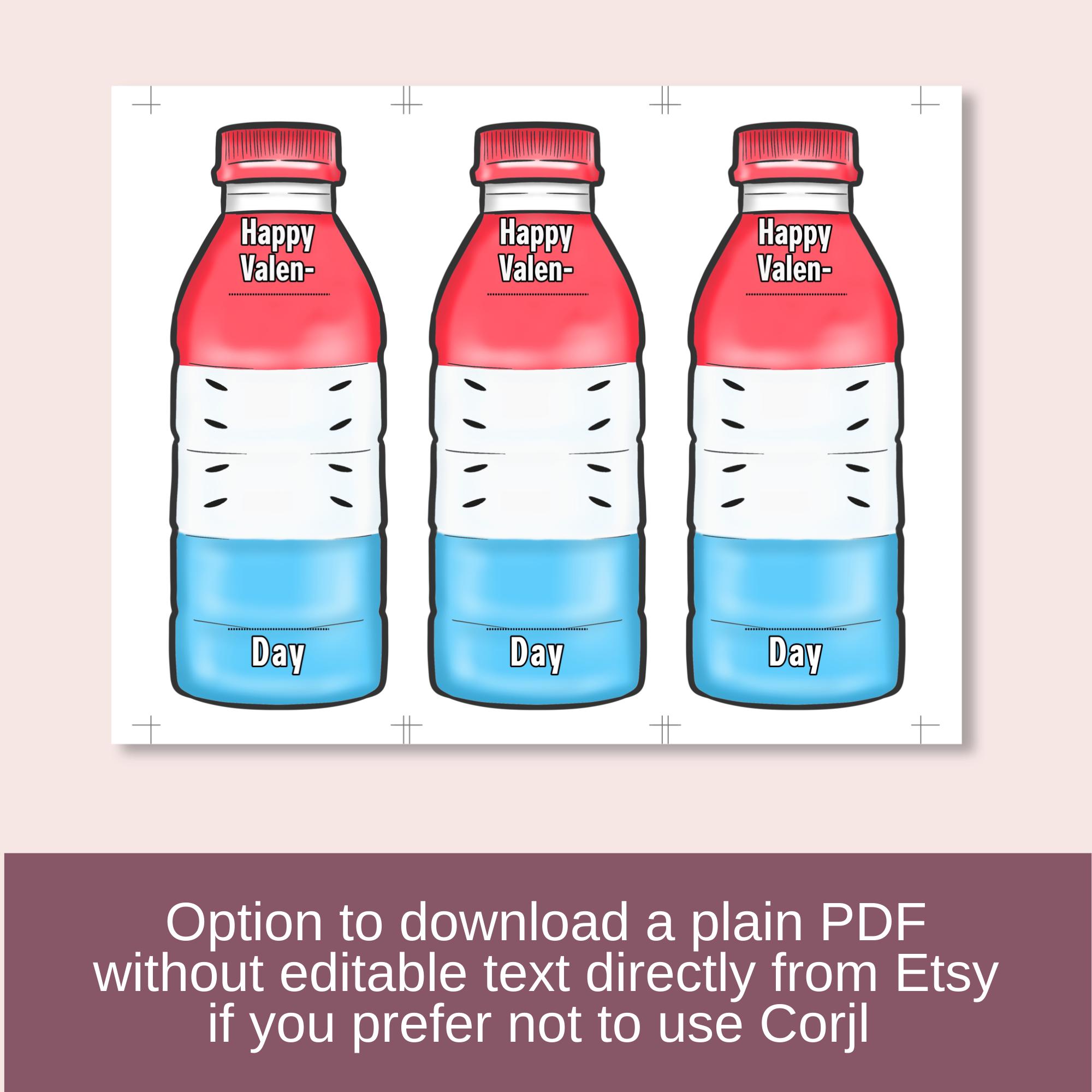 Editable Drink Bottle Valentine, Printable Kids Valentines, Hydration ...