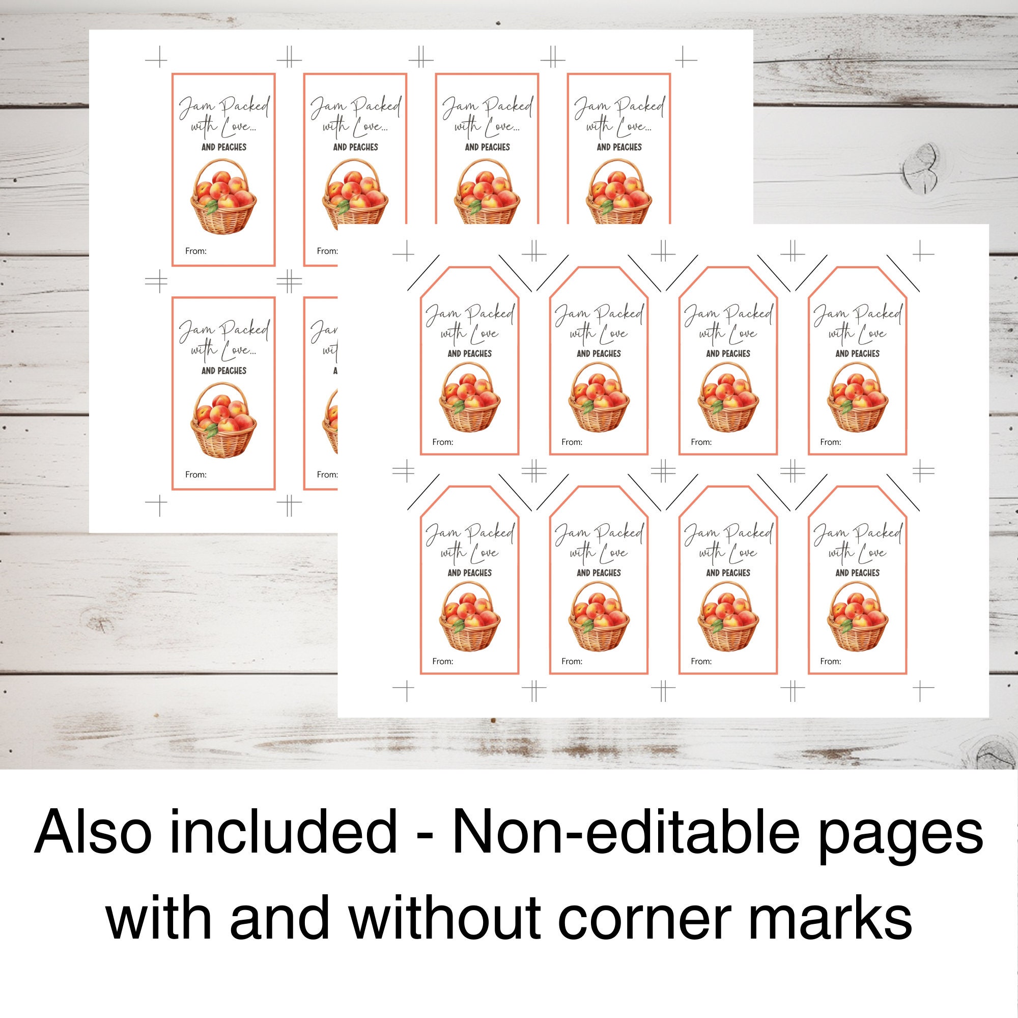 Jam Packed With Love and Peaches Editable Tag, Printable Food and Baked ...