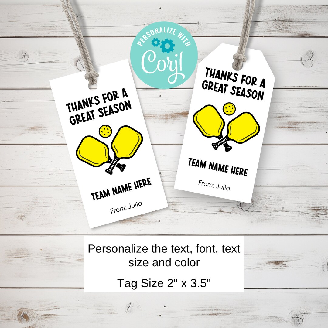 Pickleball Gift Tag Editable Template, Personalized Sports Team Treats ...