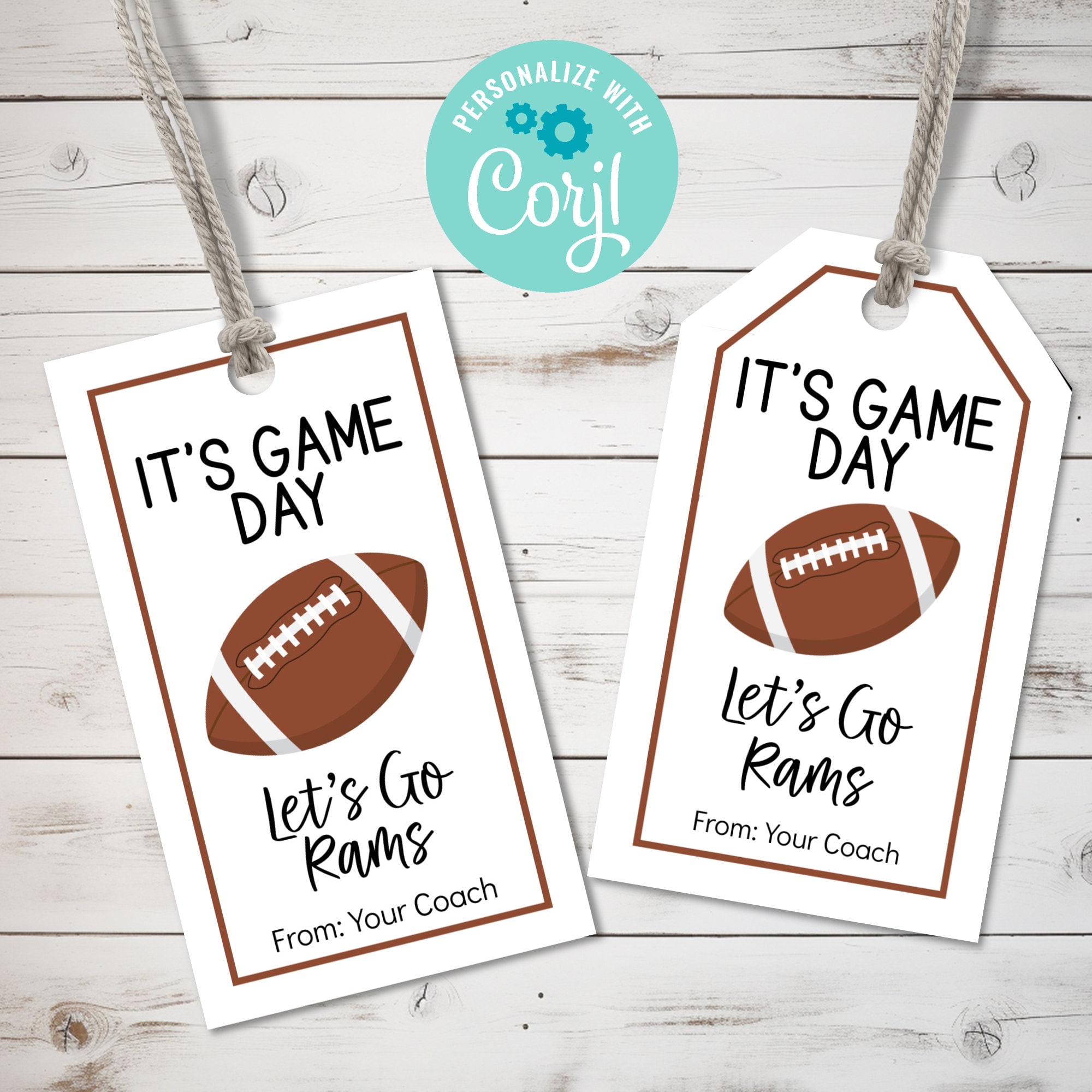 Football Game Day Treat Tag Editable Template, Personalized Football ...