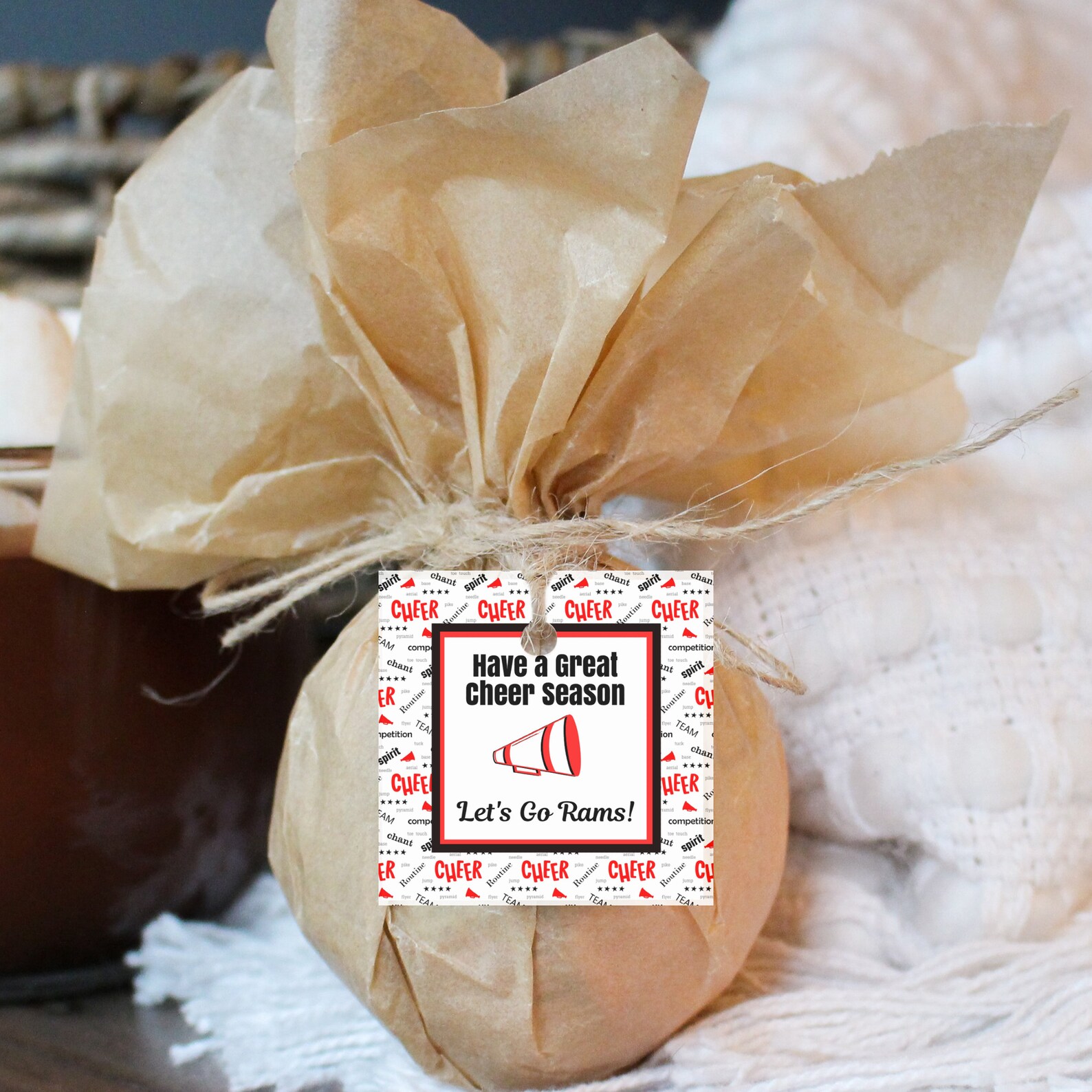 EDITABLE Cheer Team Gift Tags, Printable Sports Tags, Red Black ...