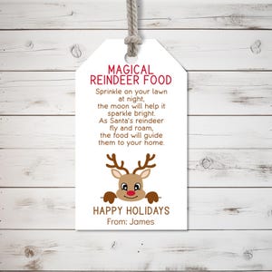 Editable Magic Reindeer Food Tag, Printable Winter Class Party Tags ...
