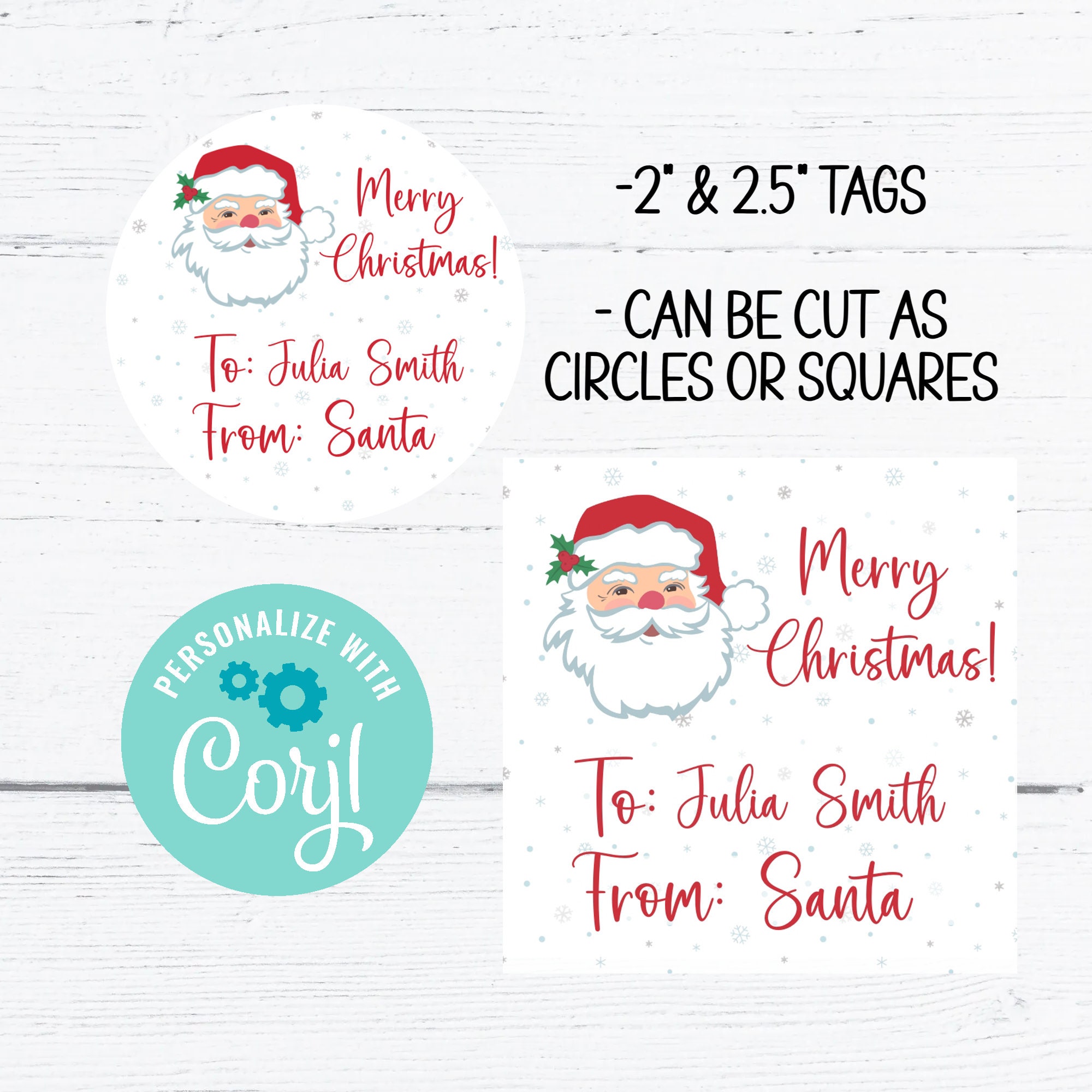 EDITABLE Santa Gift Tags Printable Christmas Tags - Etsy