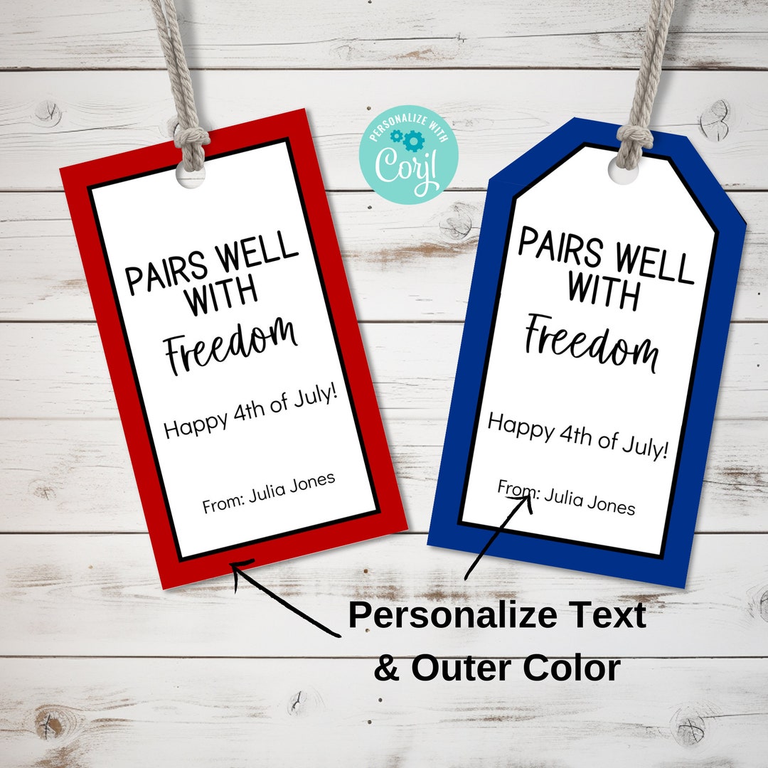 Editable Fourth of July Gift Tag, Printable July 4th Tag, Pairs Well ...