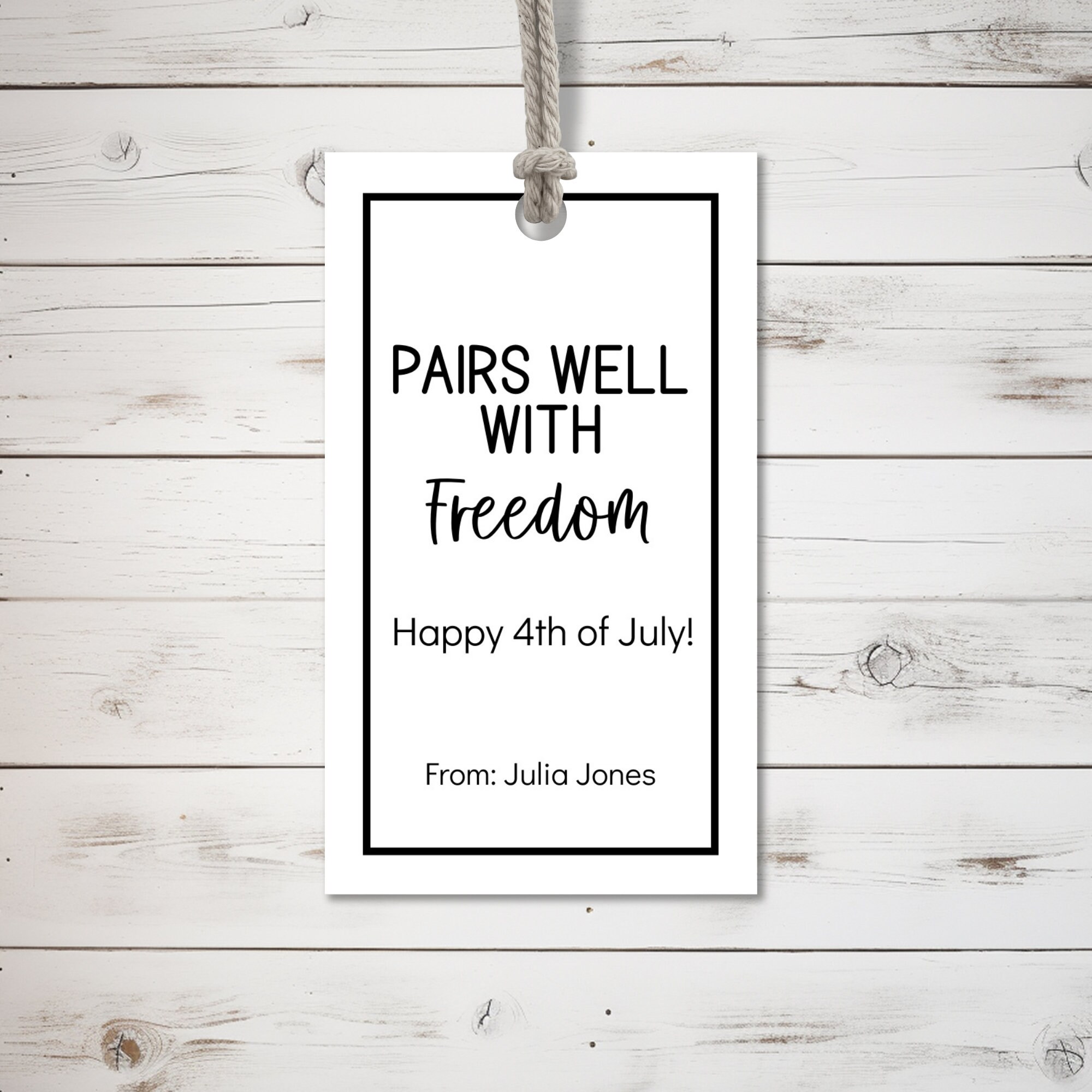 Editable Fourth of July Gift Tag, Printable July 4th Tag, Pairs Well ...