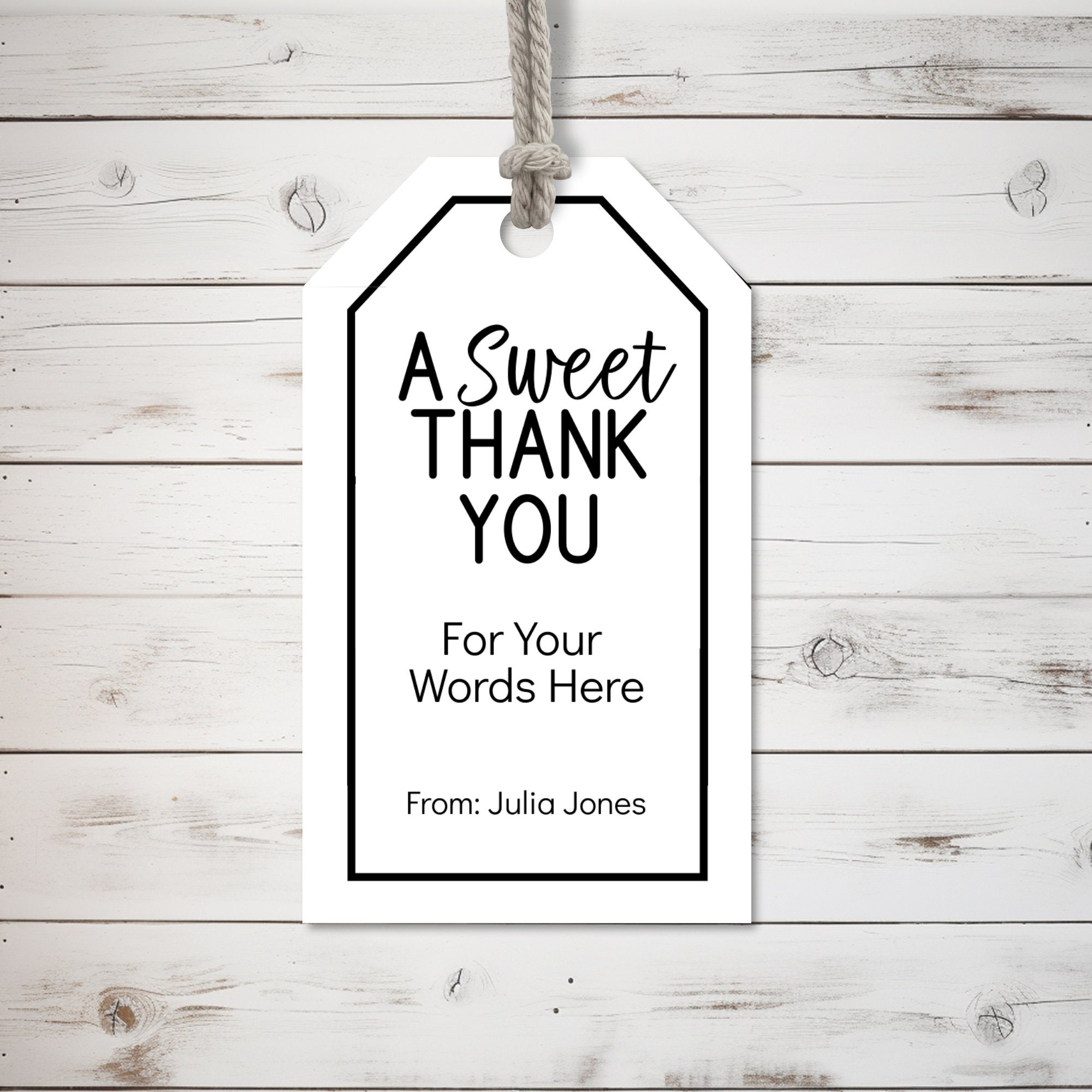 A Sweet Thank You Editable Gift Tag Minimalist, Printable Appreciation ...