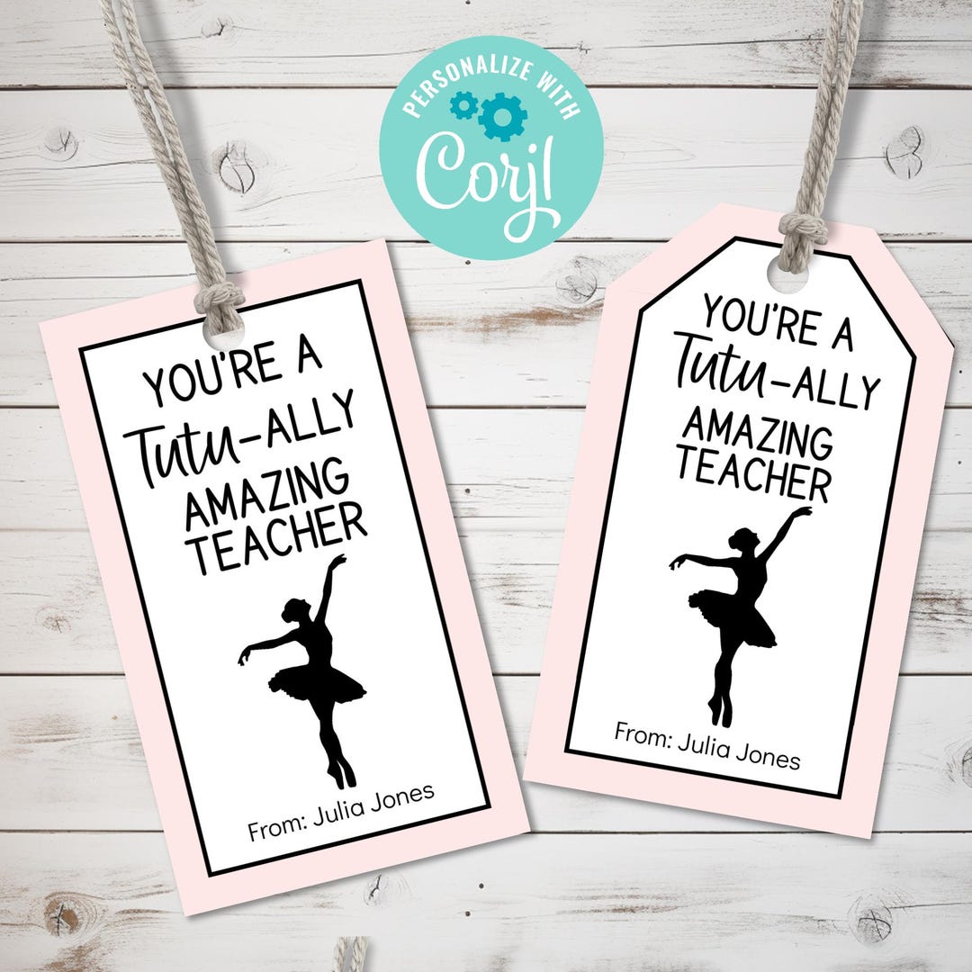 Dance Teacher Editable Thank You Gift Tag, Printable Appreciation, You ...