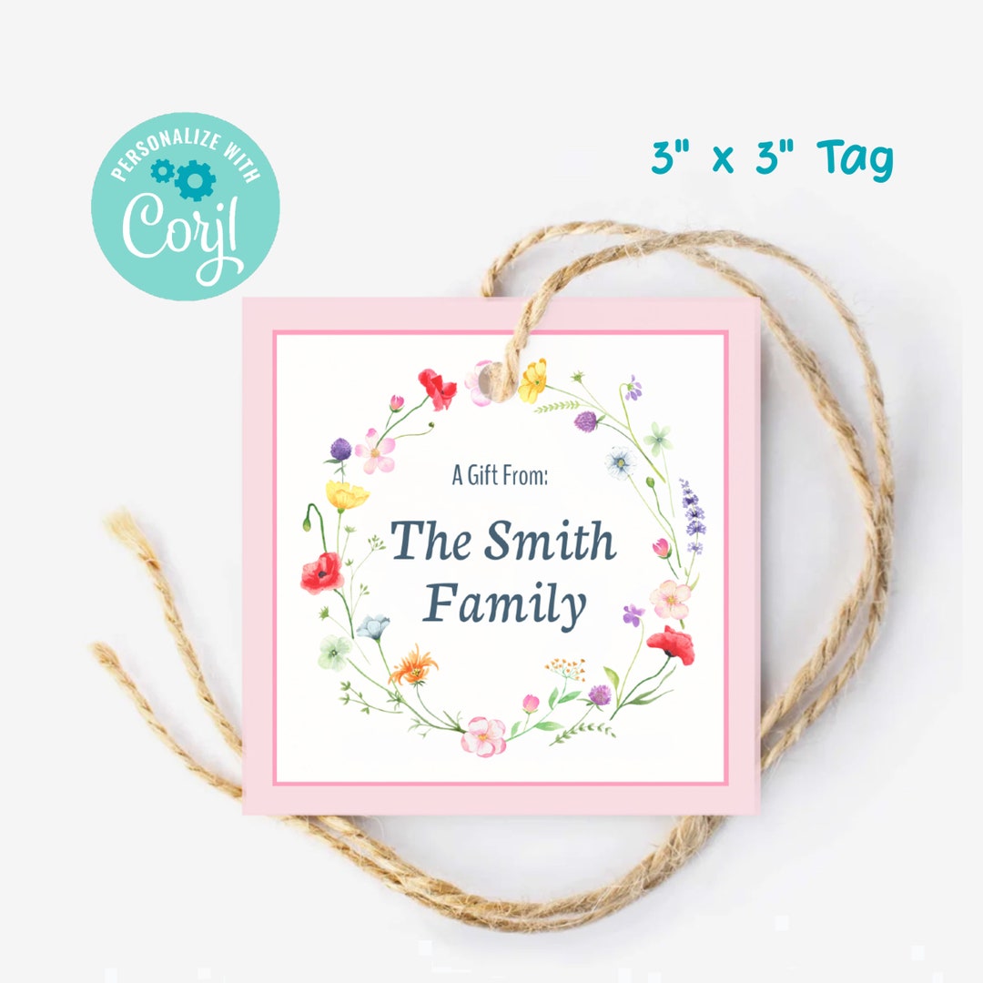 Floral Gift Tags Editable, Personalized Gift Tags, Personalized Floral ...