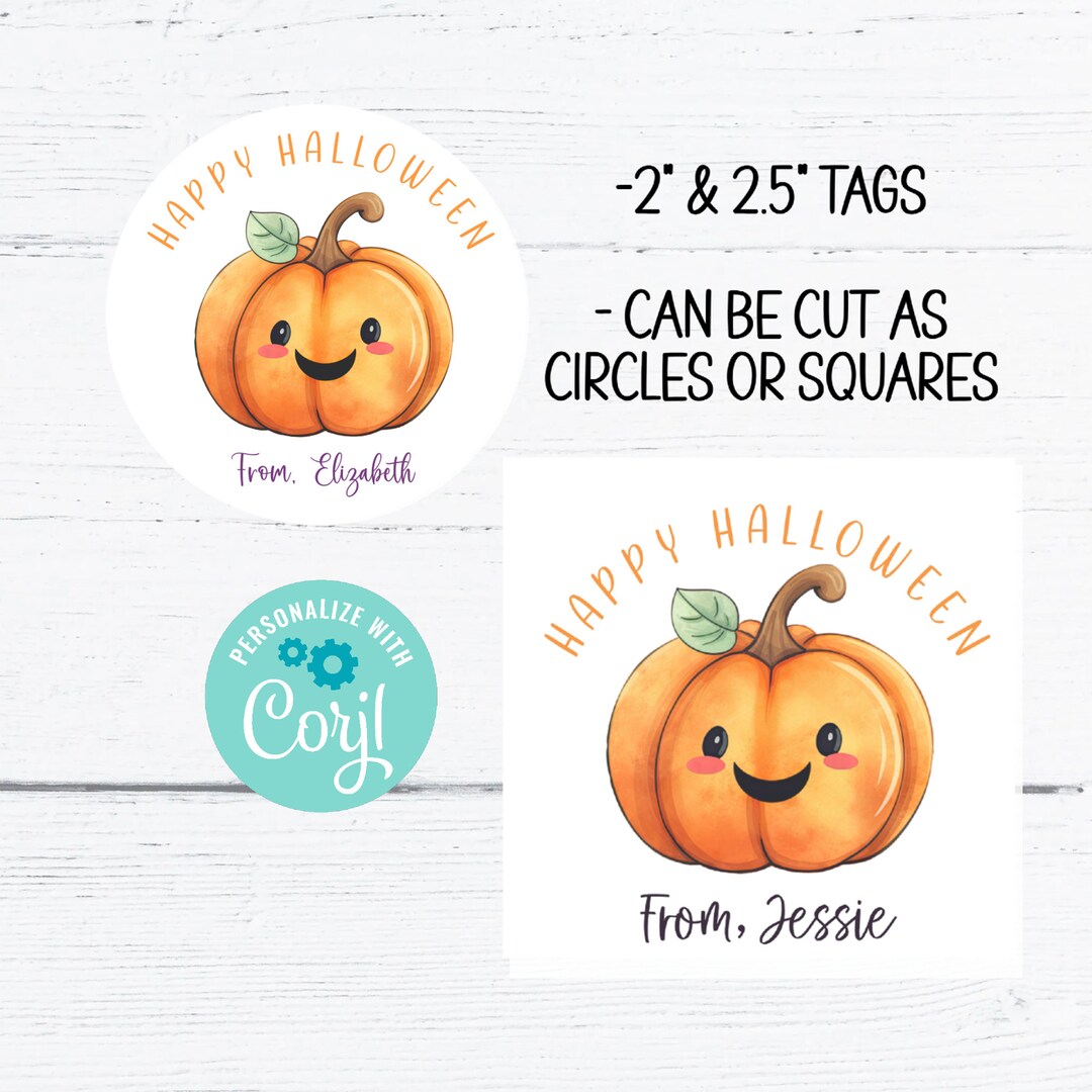 EDITABLE Halloween Pumpkin Tags, Printable Fall Tags, Pumpkin Favor ...