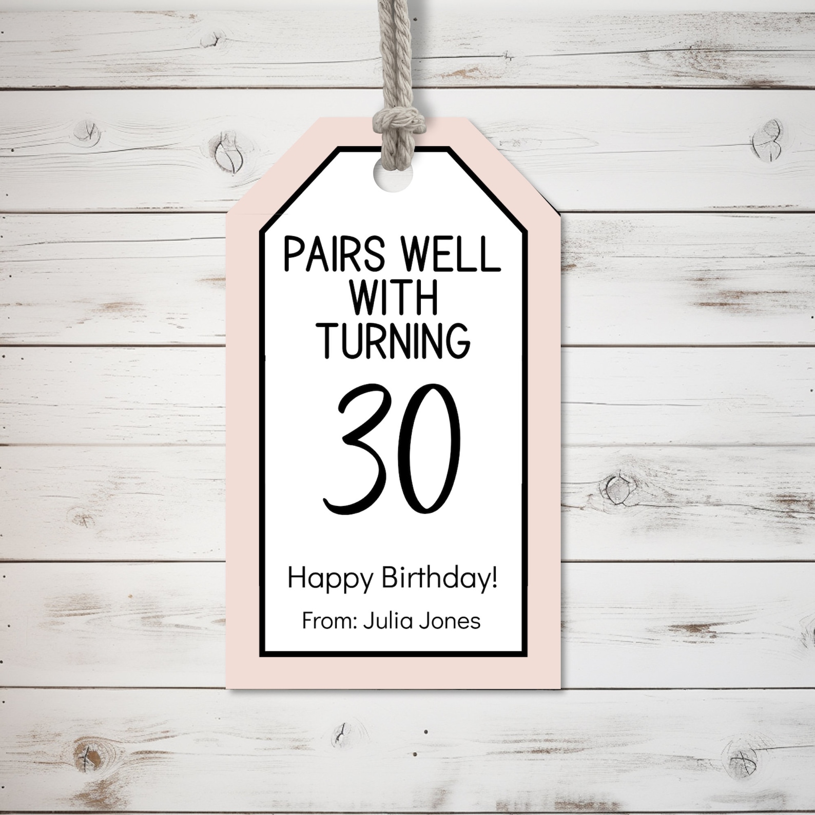 Pairs Well With Turning 30 Editable Gift Tag, Printable Birthday, Happy ...