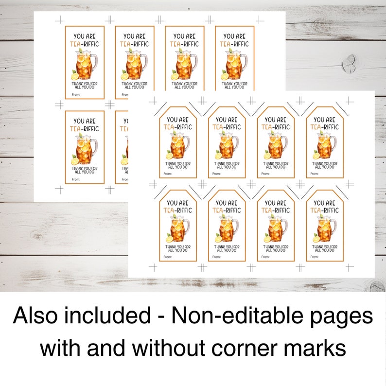 Iced Tea Editable Tag, Printable Appreciation, You Are Tea-riffic ...