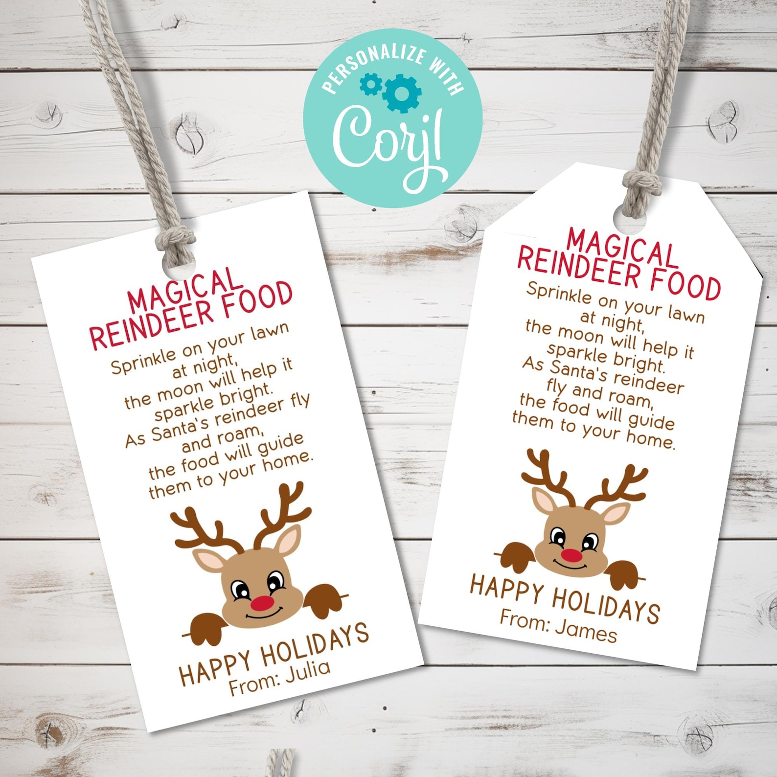 Editable Magic Reindeer Food Tag, Printable Winter Class Party Tags ...