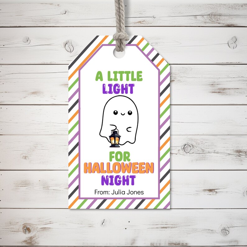 Glow Stick Editable Tag, A Little Light for Halloween Night, Printable ...