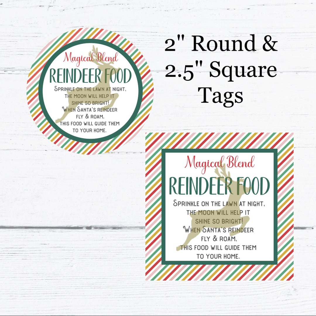 Reindeer Food Tags, Magic Reindeer Food, Reindeer Food Label, Christmas ...