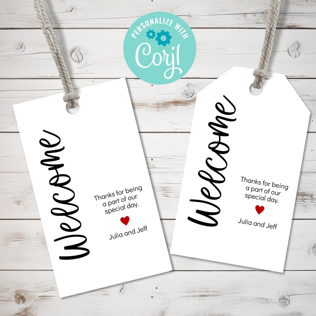 Welcome Bag Gift Tag Template Minimalist, Printable Wedding Tag ...