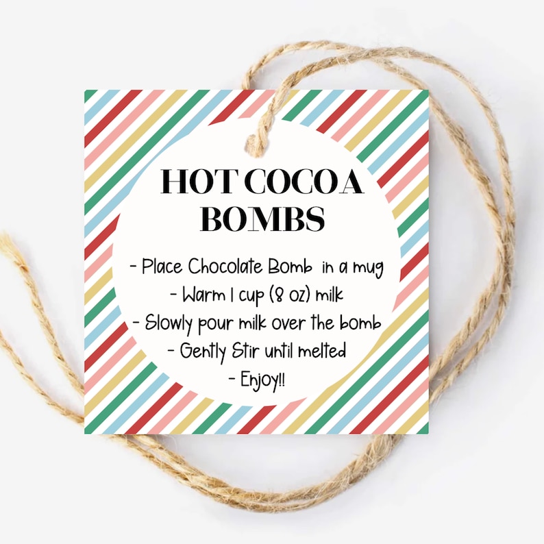 Hot Cocoa Bombs Tags, Printable Hot Chocolate Bomb Tags - Etsy