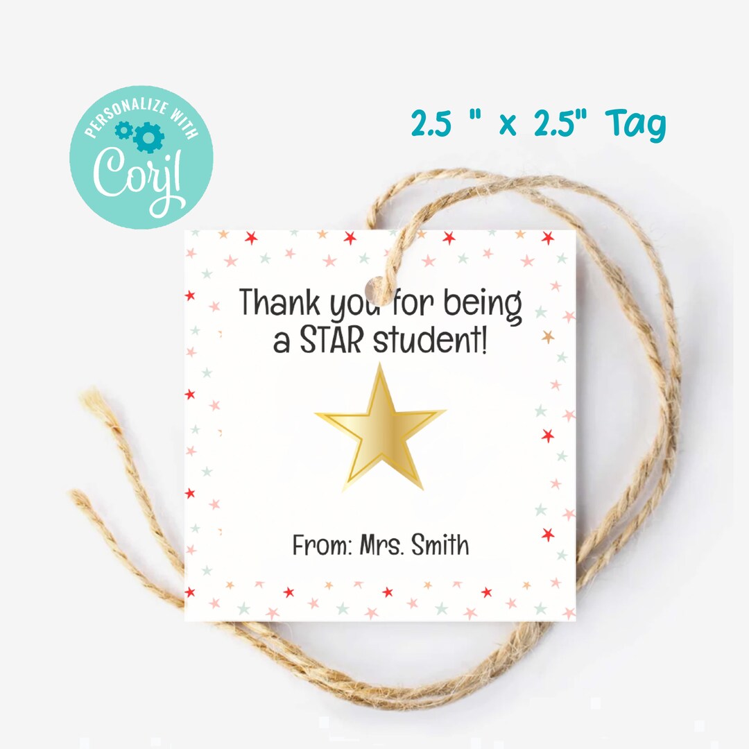 Thank You for Being a Star Editable Tag, Printable Thank You Tag, Staff ...