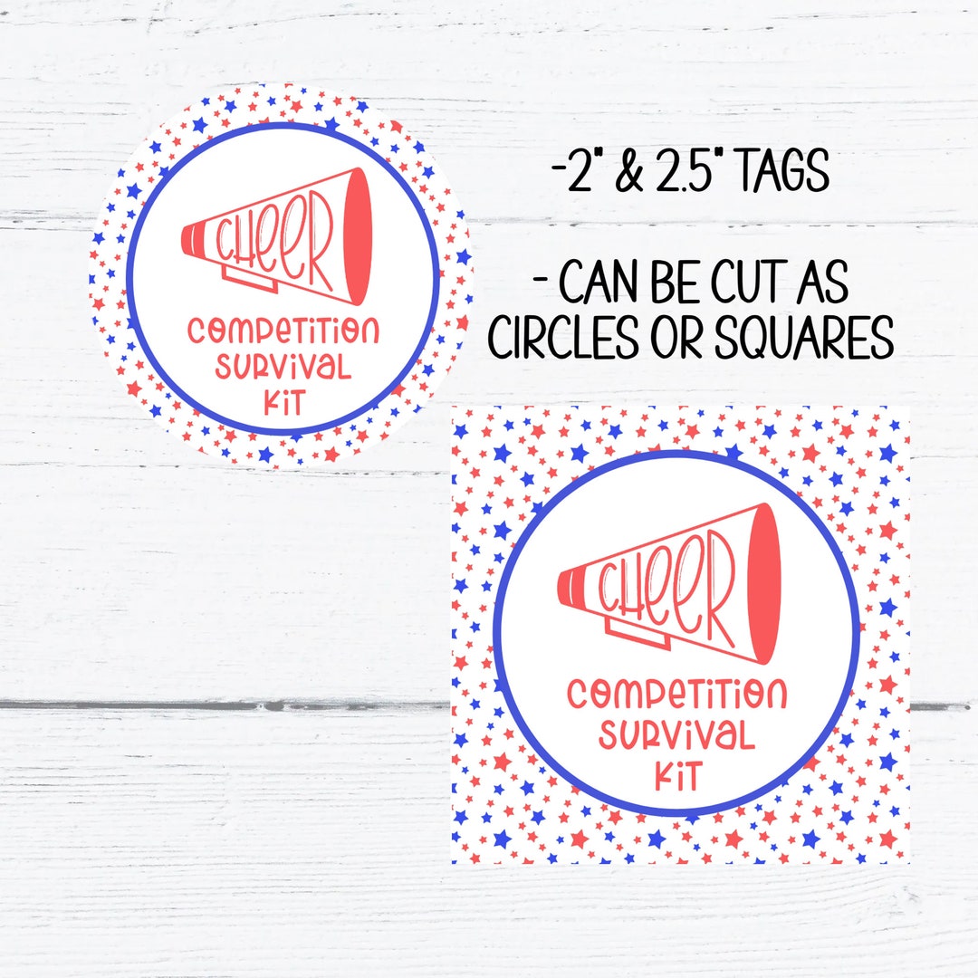 Printable Cheer Competition Survival Kit Tag, Cheer Team Gifts, Cheer ...