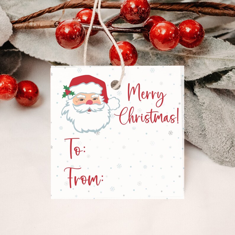 Printable Santa Gift Tags, Merry Christmas Tags, From Santa Tags, Happy ...