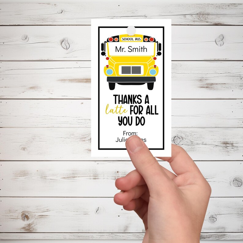 Bus Driver Gift, Editable School Bus Driver Tag, Printable Appreciation ...