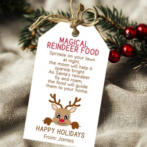 Editable Magic Reindeer Food Tag, Printable Winter Class Party Tags ...