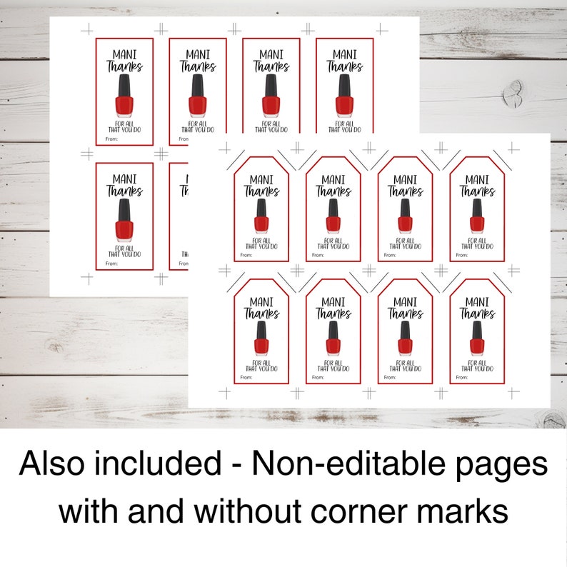 Mani Thanks Editable Gift Tag, Printable Appreciation Tag, Thanks for ...