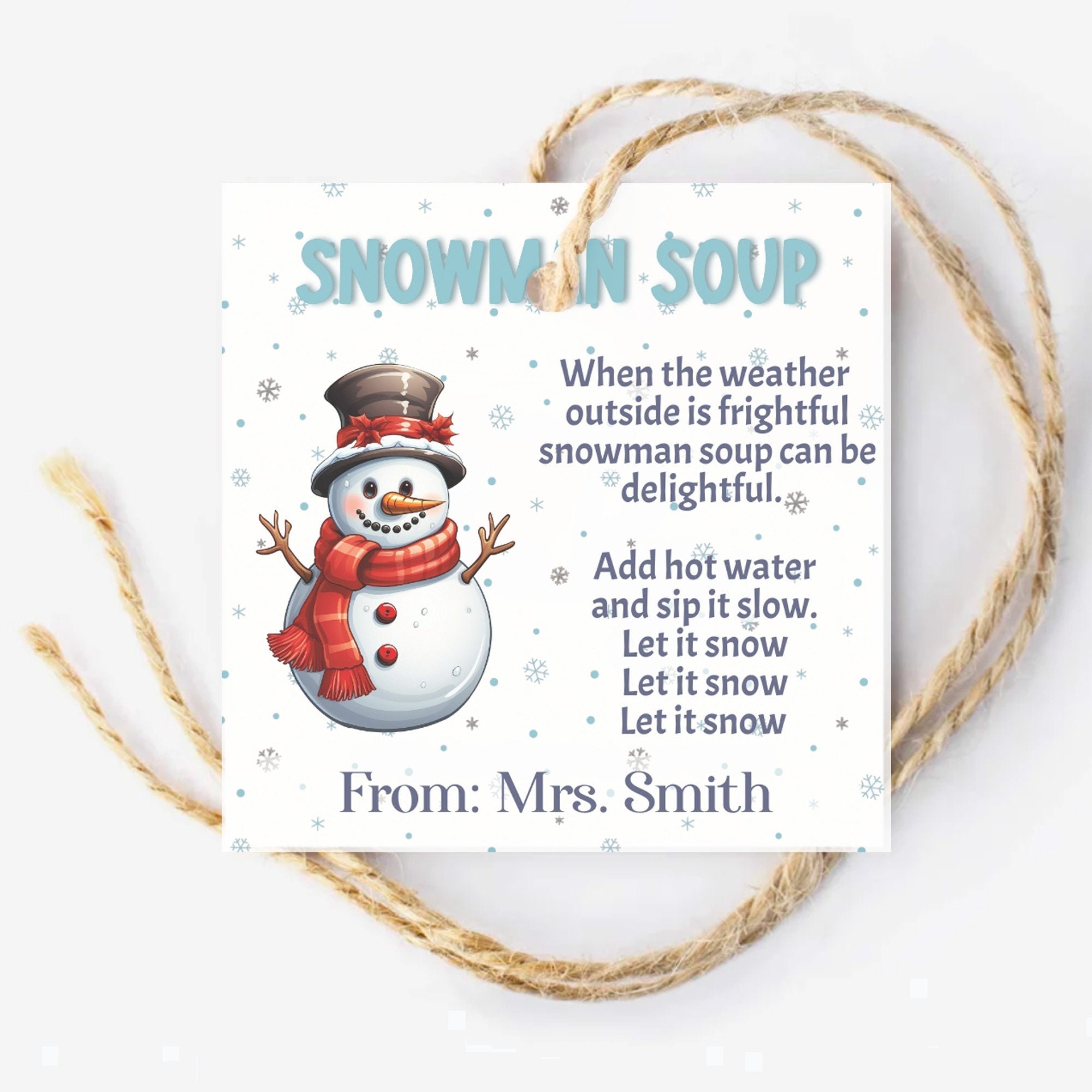 EDITABLE Snowman Soup Labels, Printable Party Favor Tags, Hot Chocolate ...