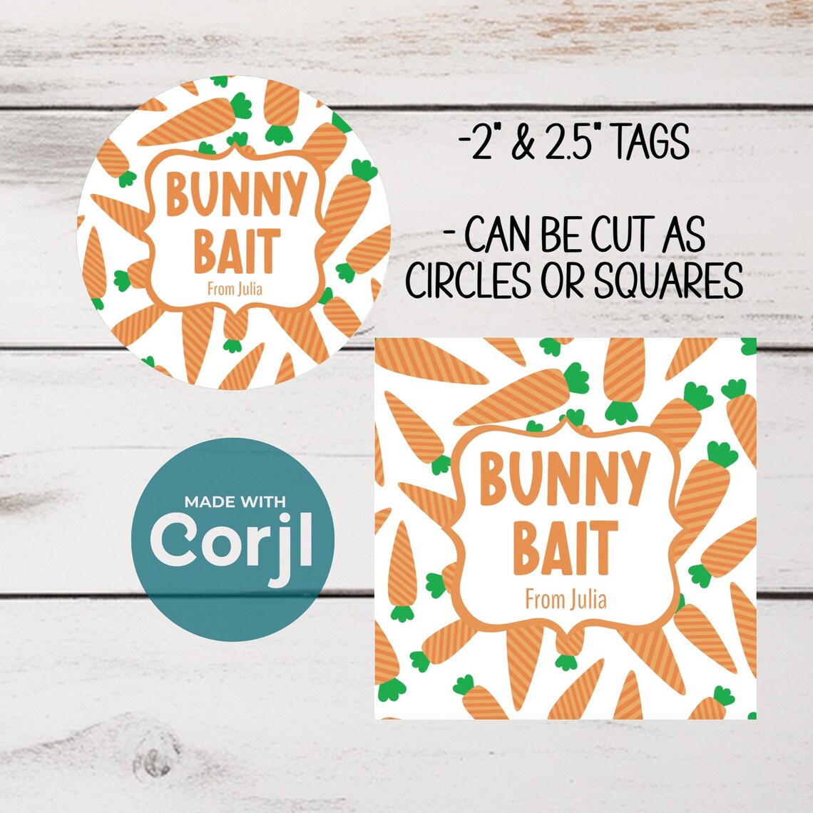 Bunny Bait Editable Easter Tag, Printable Easter Gift Tag, Easter Bunny ...