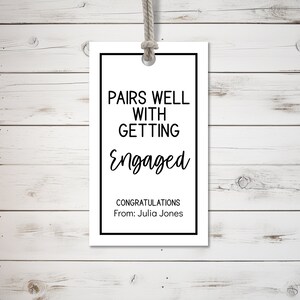 Engagement Gift Editable Tag, Printable Wedding Tag, Pairs Well With ...