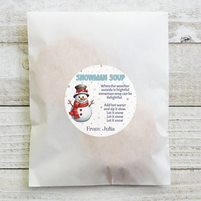 EDITABLE Snowman Soup Labels, Printable Party Favor Tags, Hot Chocolate ...