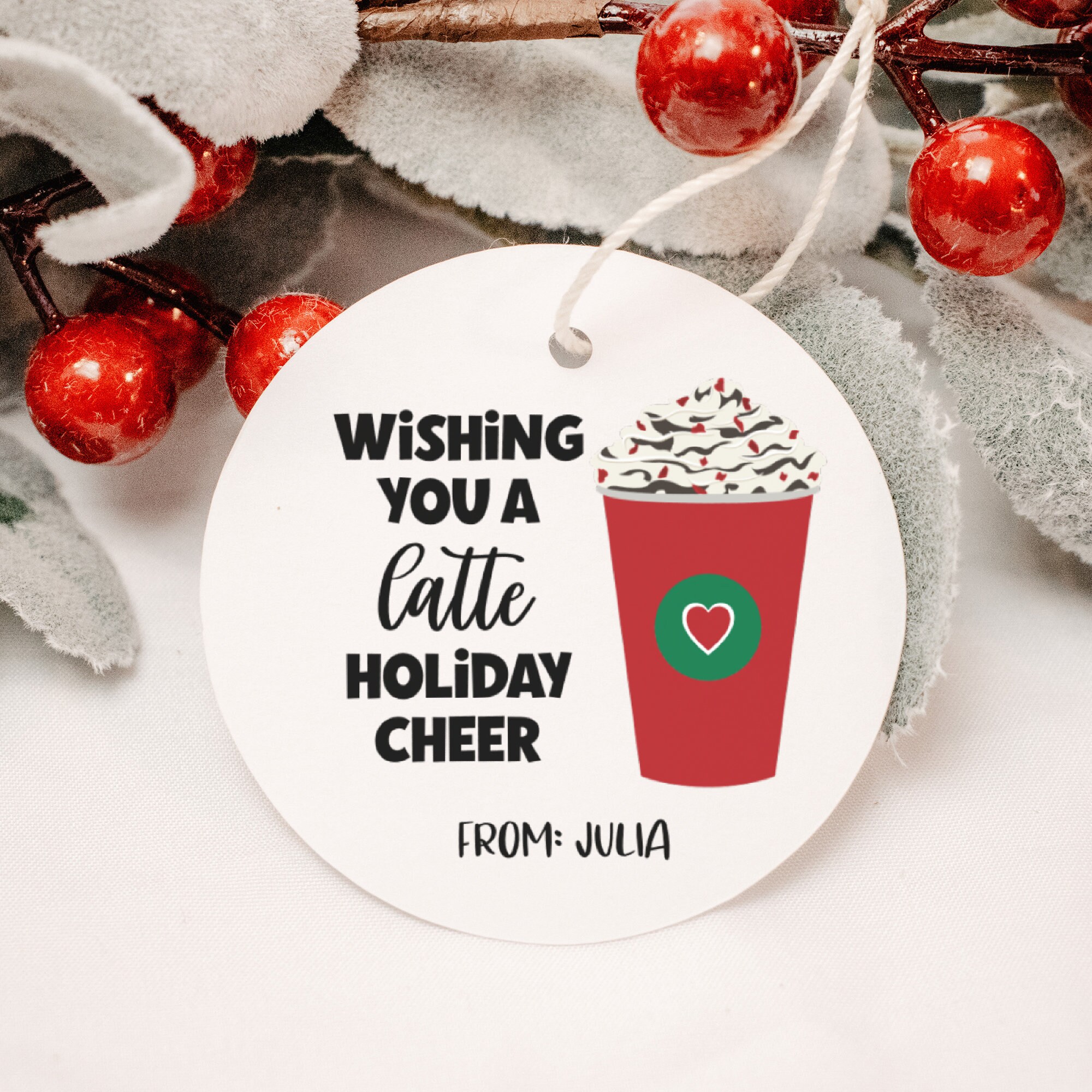 EDITABLE Wishing You A Latte Holiday Cheer Gift Tag, Printable ...